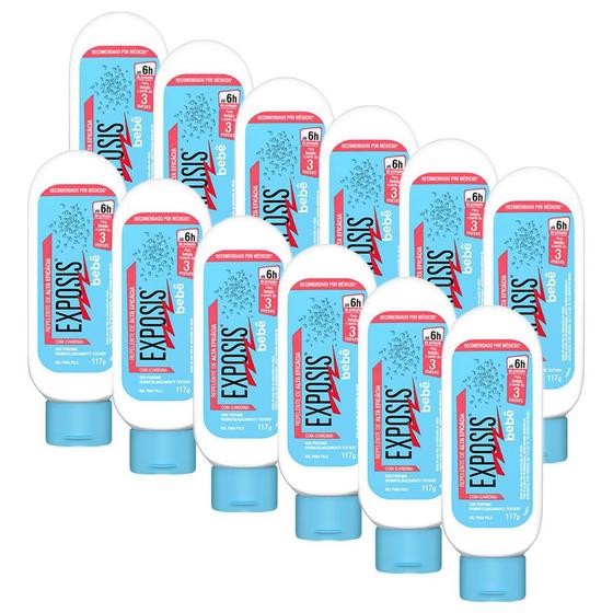 Kit 12 Repelente Exposis Bebê Gel sem Perfume com Icaridina 117g ...