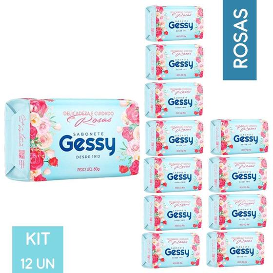 Kit 12 Sabonetes Gessy Delicadeza e Cuidado com Rosas 80g - Sabonete ...