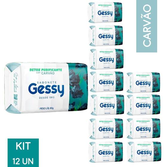 Kit 12 Sabonetes Gessy Detox Purificante com Carvão 80g - Sabonete ...