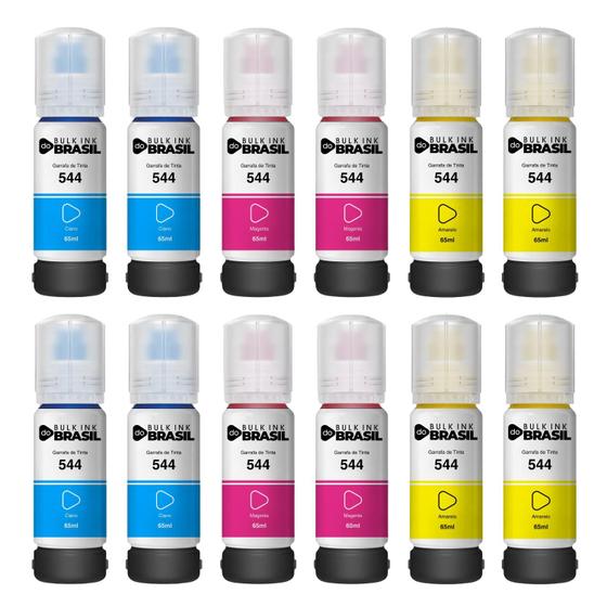 Kit 12 tintas Para Epson T544 Ciano, Magenta, Amarelo L3210 - Bulk Ink ...