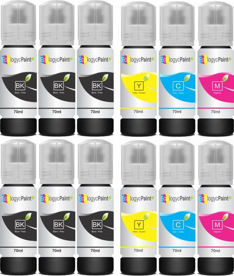 Kit 12 Tintas Para impressoras Epson 544 l3150 L3110 L3250 L3150 ...
