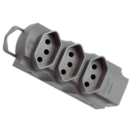 Kit 12 tomada em barra tripla 10/20a p/ extensão 2p+t cinza - MECATOOL ...