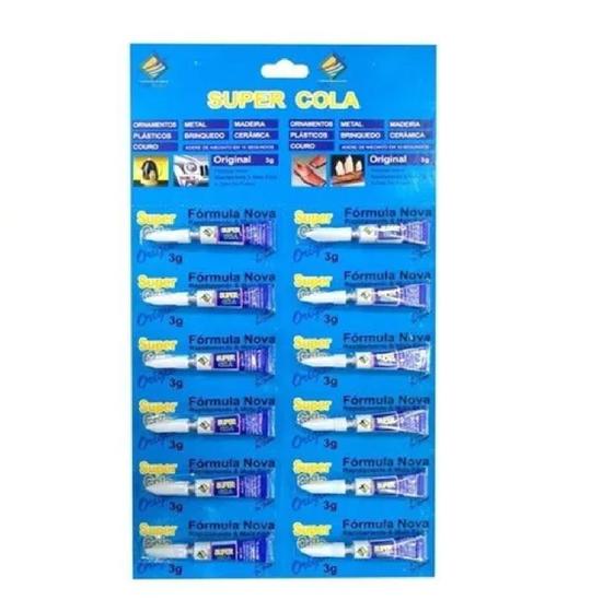 Kit 12 Unidade Super Cola Instantânea Cartela Original Bonder Super ...