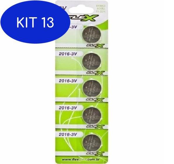 Kit 13 Bateria Lithium 3V Cr2016 Flex - Cartela 5 Unidades - Flexgold - Bateria - Magazine Luiza