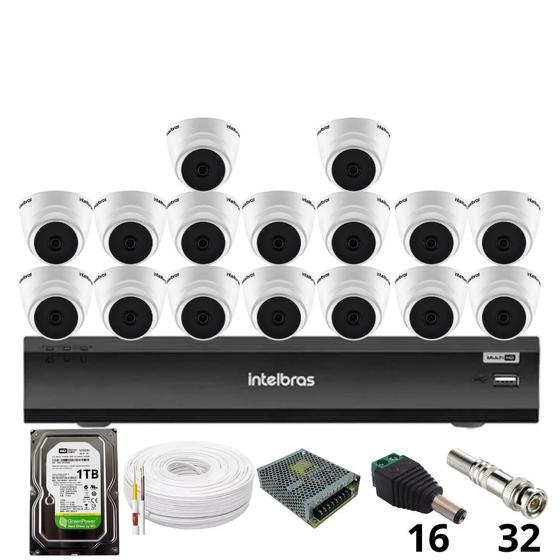 Kit 16 Câmeras Intelbras 1220 D Mic 1080p Com Microfone Dvr Intelbras ...