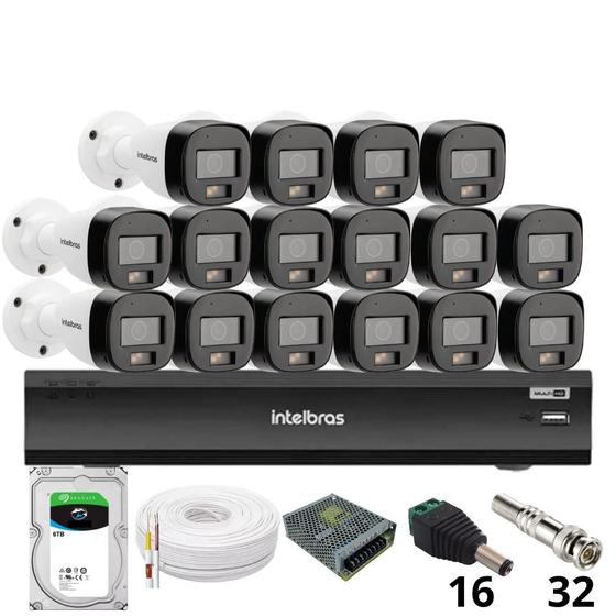 Kit 16 Câmeras Intelbras 3220b Full Color Com Áudio Dvr Intelbras Imhdx ...