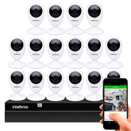 Kit 16 Câmeras Wifi IP iC3 1Mp HD 720p Intelbras + NVD 1316 Intelbras ...
