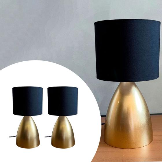 Kit 2 Abajur luminária de Mesa Clássico Bojudo Dourado Bivolt Com ...