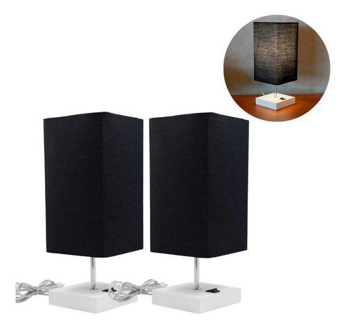 Kit 2 Abajur luminária de Mesa Quadrado de MDF Com Interruptor Com ...