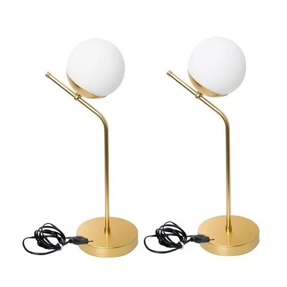 Kit 2 Abajures De Quarto Design Inclinado Vidro Globo Fosco - Tangerina ...