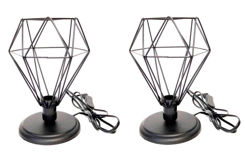 Kit 2 Abajures Retrô Aramado Diamante pretos. - SL ILUMINAÇÃO - Abajur ...