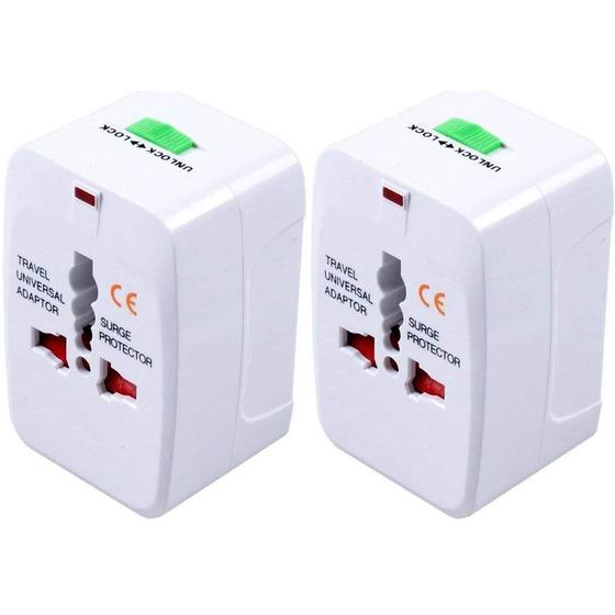 Kit 2 Adaptadores Tomada Universal Padrão Internacional, Adaptador Mais de 150 Países, Para ...