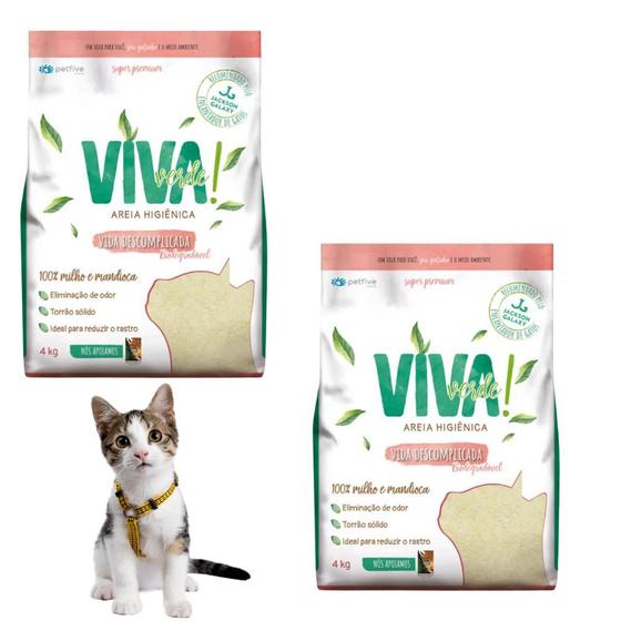 Kit 2 Areia Higiênica Gato Viva Verde Vida Descomplicada 4kg - VivaVerde - Areia para Gato ...