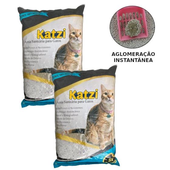 Kit 2 Areias Sanitaria para Gatos 4kg Cada com Controle de Odores Katzi - Areia para Gato ...