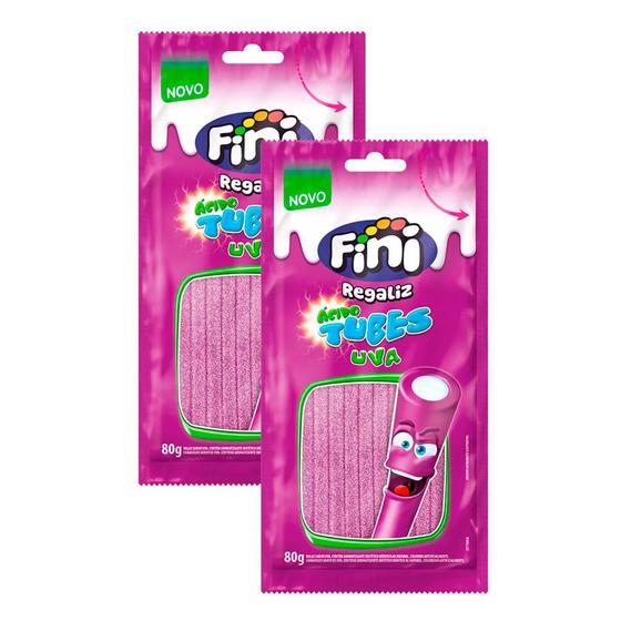 Kit 2 Balas Fini Tubinho de Uva Cítrico 80g - Bala de Gelatina ...