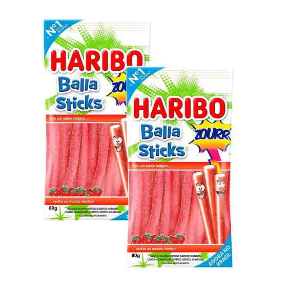 Kit 2 Balas Haribo Balla Sticks Zourr Morango 80g - Balas - Magazine Luiza