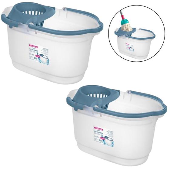 Kit 2 Balde Oval 19 Litros Com Escorredor Limpeza Rodo Mop Lavanderia ...