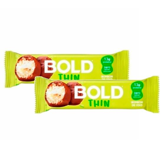 Kit 2 Barra de Proteína Bold Thin Sabor Bombom de Coco 13g de Proteína ...