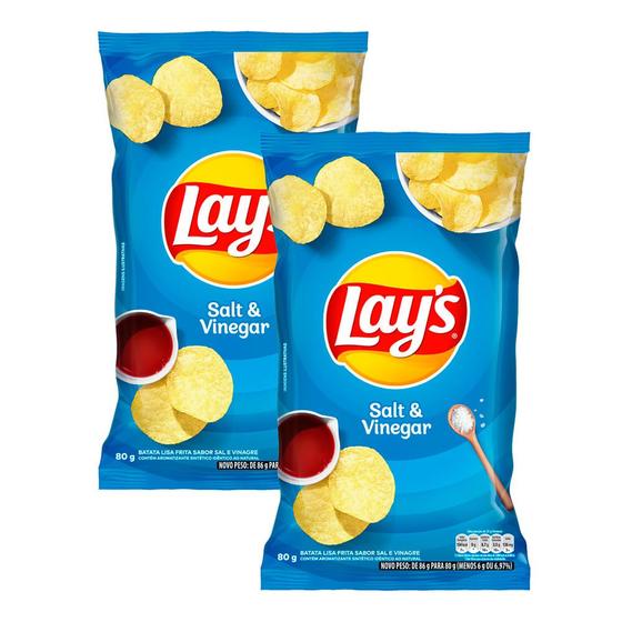 Kit 2 Batata Lays Salt & Vinegar 80g - Salgadinhos e Aperitivos ...