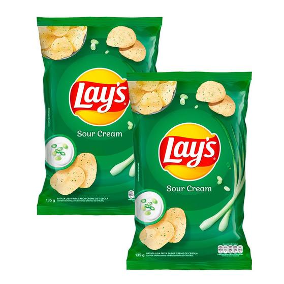 Kit 2 Batata Lays Sour Cream com 135g - Salgadinhos e Aperitivos ...