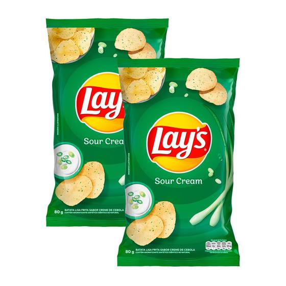 Kit 2 Batata Lays Sour Cream com 80g - Salgadinhos e Aperitivos ...