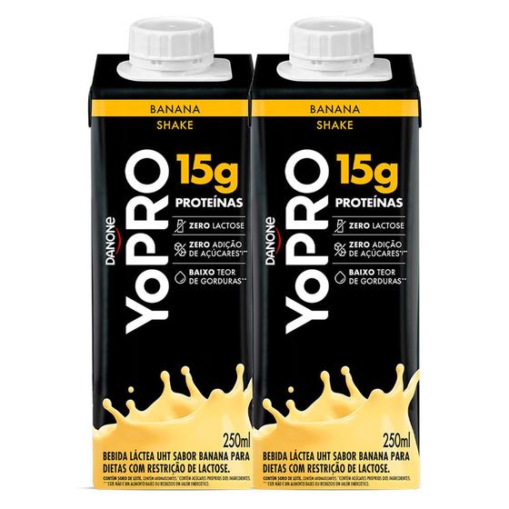 Kit 2 Bebida Láctea YoPro Protein Banana 250ml - Danone - Bebida ...