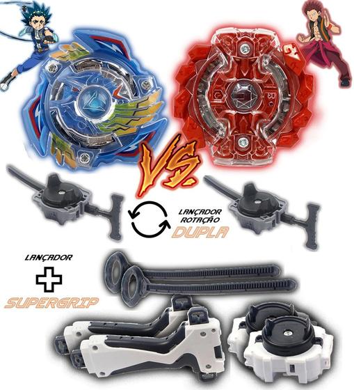 Kit 2 Beyblade Burst + 4 Lançadores Valtryek Vs Gaianon Tornado Gyro ...