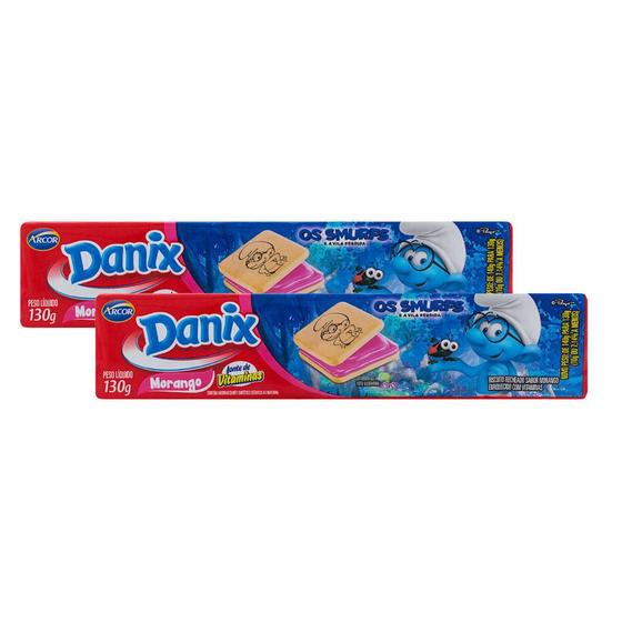 Kit 2 Biscoito Recheado Danix Sabor Morango com 130g - Biscoito / Bolacha - Magazine Luiza