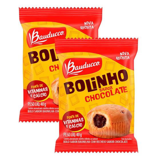 Kit 2 Bolinho Bauducco Sabor Baunilha com Recheio de Chocolate 40g ...
