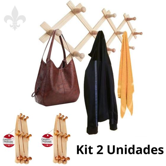 Kit 2 Cabideiros Cabide De Parede Sanfonado 10 Pinos Organizador - Art House - Cabideiro de ...