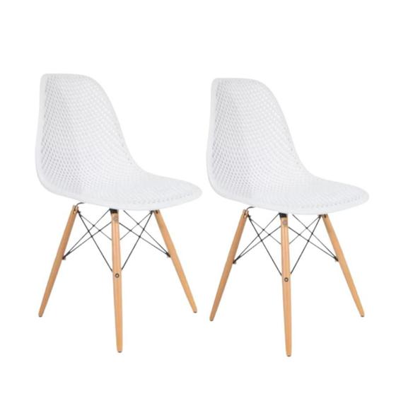 Kit 2 Cadeiras Eames Design Colméia Eloisa branco off white ...