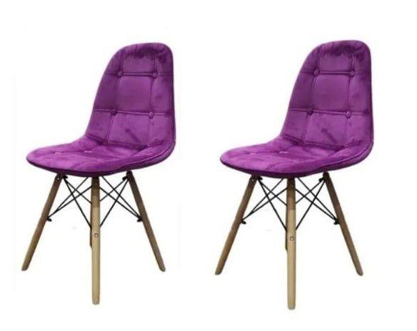 Kit 2 Cadeiras estofada veludo base madeira roxo velvet - homelandia ...