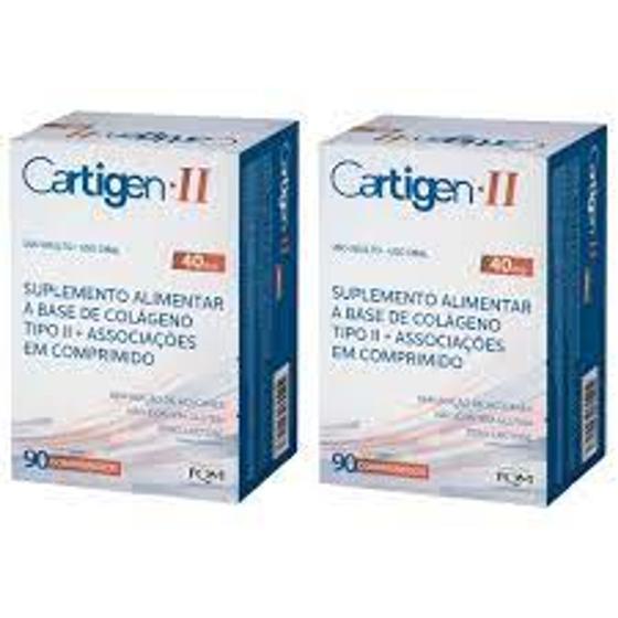 Kit 2 caixas Colágeno Não Hidrolisado Cartigen Tipo II 40mg C/90 CP ...