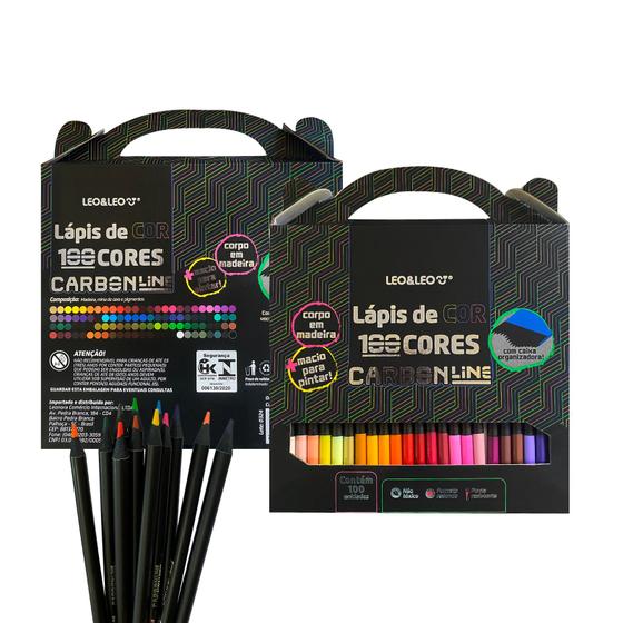 Kit 2 Caixas De Lápis De Cor 100 Cores Carbon Leonora - Leo&Leo - Material Escolar - Magazine Luiza