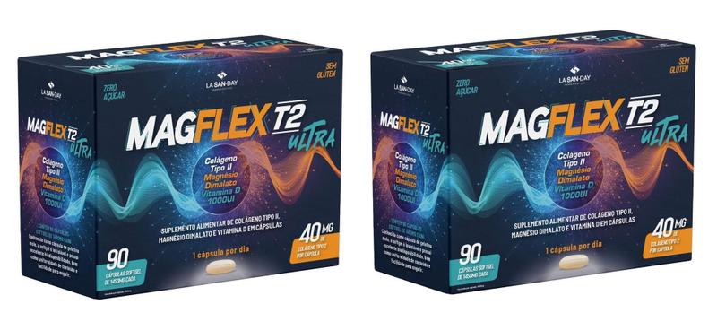kit 2 caixas Magflex T2 Ultra 90 Cápsulas ( Colágeno tipo II +Magnésio dimalato+Vit- D )-La San ...