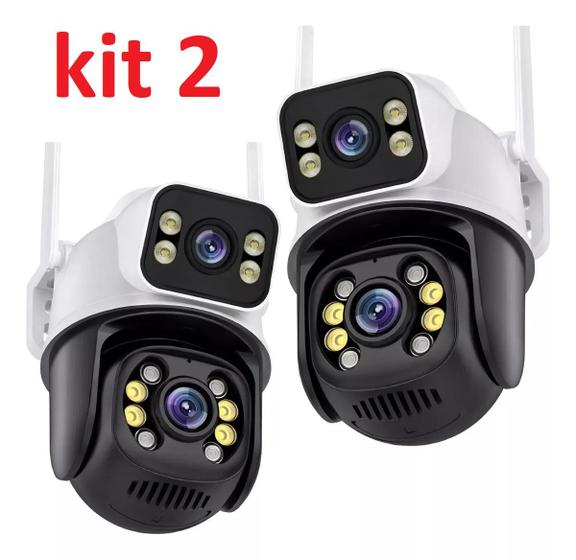 Kit 2 Câmera de Segurança Dupla ip Wi-fi Smart Angulo Duplo A28B 3mp ...