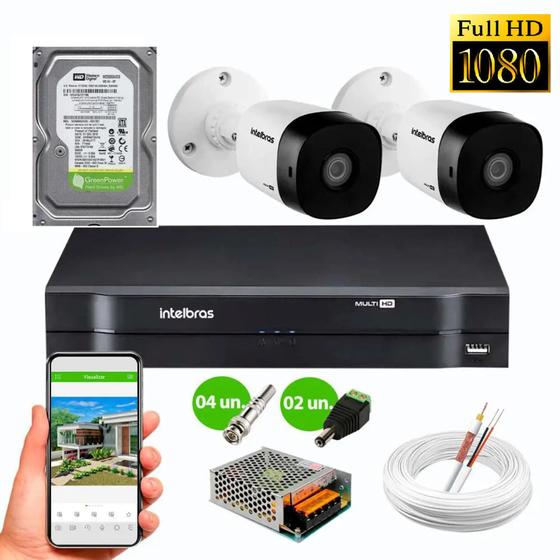 Kit 2 Camera Intelbras segurança monitoramento completo Full Hd 1080p ...