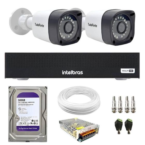 Kit 2 Câmeras Segurança Full HD DVR Intelbras 4 Canais Com HD Completo ...