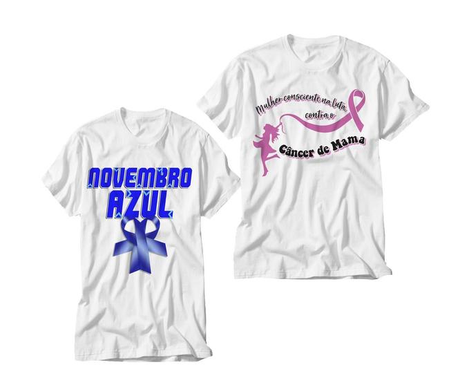 Kit 2 Camisa Prevenção Câncer Outubro Rosa e Novembro Azul - Lagutts ...