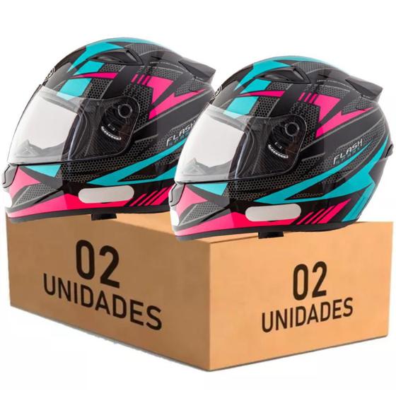 Kit 2 Capacetes Moto Feminino Ebf Spark Flash Tiffany - Capacete de ...