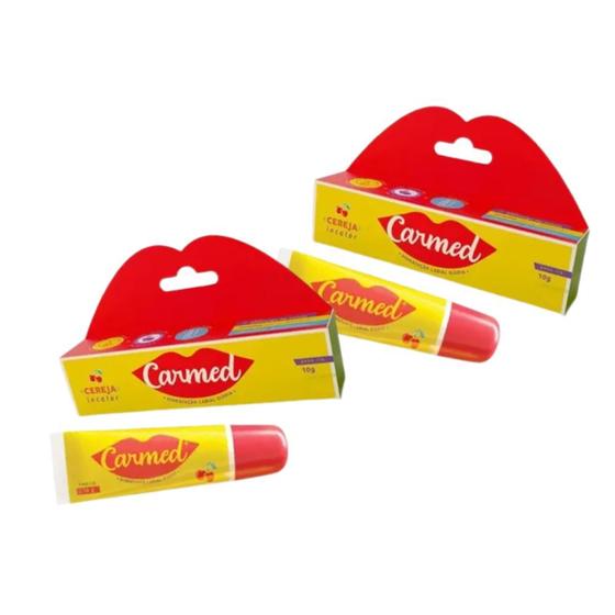 Kit 2 Carmed Sabor Cereja 10g Cada Hidratante Labial Reparador Gel ...
