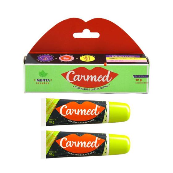 Kit 2 Carmed Sabor Menta 10g Cada Hidratante Labial Reparador Gel ...