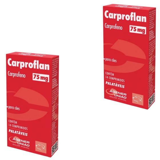 Kit 2 Carproflan 75mg 14 Comp Cães Agener União - Farmácia Pet ...