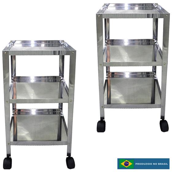 Kit 2 Carrinhos / Fruteira Inox 3 Andares - MBM Decor - Fruteiras ...