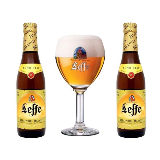 KIT 2 Cerveja Importada Leffe Blond com Cálice - InBev Bélgica ...