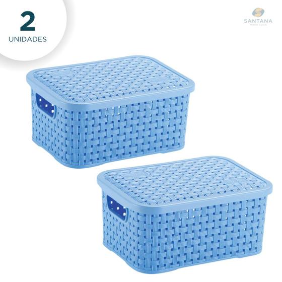 Kit 2 Cesto Organizador Multiuso Rattan PP C/ Tampa - Nitron - Cesta e Cesto Organizador ...