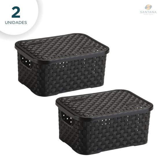 Kit 2 Cesto Organizador Multiuso Rattan PP C/ Tampa - Nitron - Cesta e Cesto Organizador ...