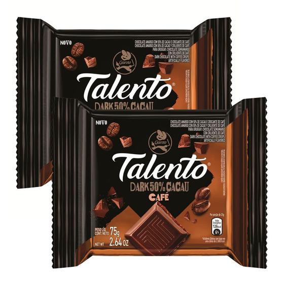 Kit 2 Chocolate Garoto Talento Dark Café 75g - Chocolate / Barra de ...