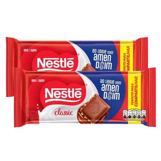 Kit 2 Chocolate Nestlé Classic ao Leite com Amendoim 150g - Nestle Classic - Chocolate / Barra ...