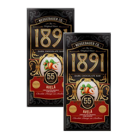 Kit 2 Chocolate Neugebauer 1891 Dark 55% Cacau Sabor Avelã 90g ...